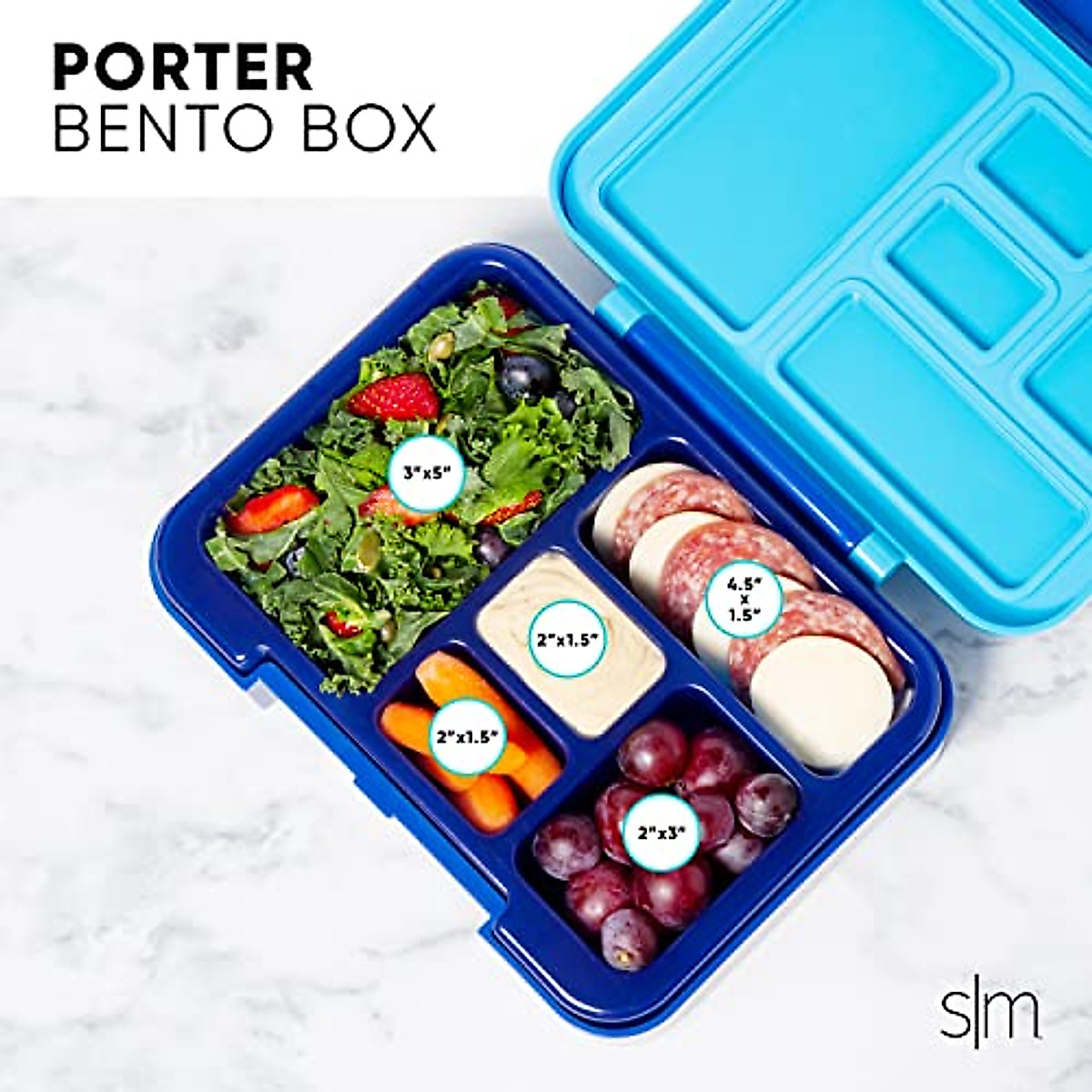 Simple Modern Disney Pixar Bento Lunch Box for Kids | BPA Free, Leakproof, Dishwasher Safe | Lunch Container for Boys, Toddlers | Porter Collection | 5 Compartments | Cars Kachow