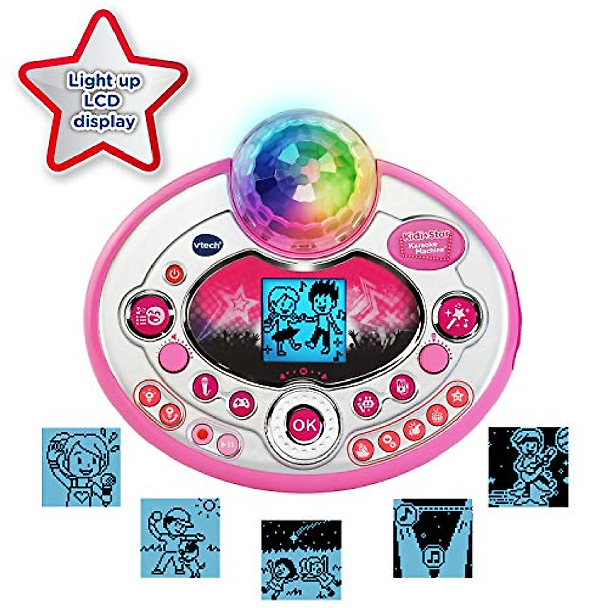 VTech Kidi Star Karaoke Machine Deluxe, 2 Microphones with AC Adapter, Pink