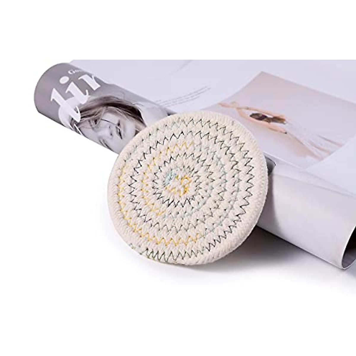 Coasters for Drinks (8-Piece Set) Water Absorbent Coaster Set Woven Coasters for Table Protection Heat-Resistant Coasters for Drinks, Beige