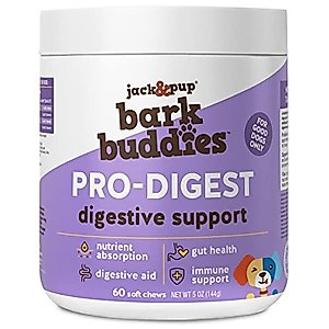 Jack&Pup Probiotic Chews for Dogs - Dog Probiotic Chews Small and Medium - Pro-Digest Bark Buddies (Up to 40 lbs) Puppy Probiotic Dog Chews, Pet Probiotics for Dogs - Probiotics for Puppies (60ct)