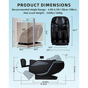 RelaxRelife Full Body Zero Gravity Massage Chair with Body Scan 4D Intelligent Shiatsu Strecth Massage, Back/Leg Heated with AI Voice Control Bluetooth Speaker Airbags SL Track Massage Black