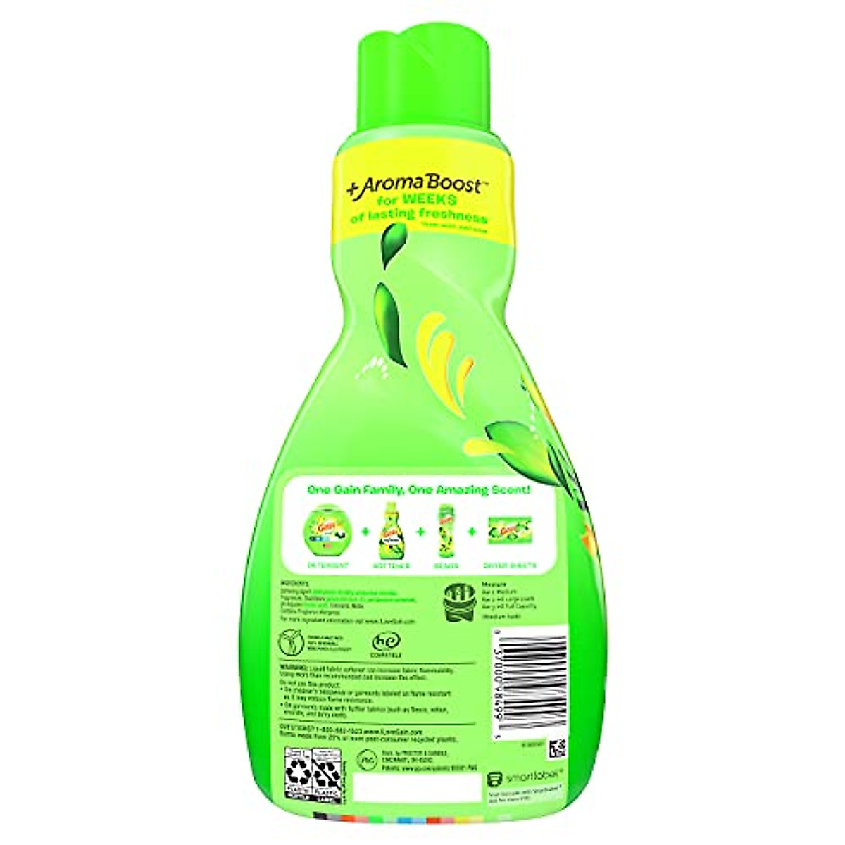 Gain Laundry Fabric Softener Liquid, Original Scent, 41 Fl Oz, 48 Loads, He Compatible, Pack Of 4, (Packaging May Vary)