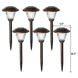 SOLPEX Solar Pathway Lights Outdoor, 6 Pack Solar Powered Garden Lights, Automatic Glass Metal Waterproof Solar Landscape Lights for Landscape, Lawn, Pathway, Walkway and Driveway(Warm White)