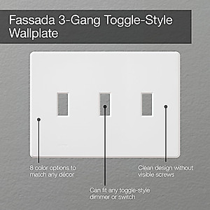 Lutron Fassada 3 Gang Wallplate for Toggle-Style Dimmers and Switches, FG-3-WH, White (1-Pack)