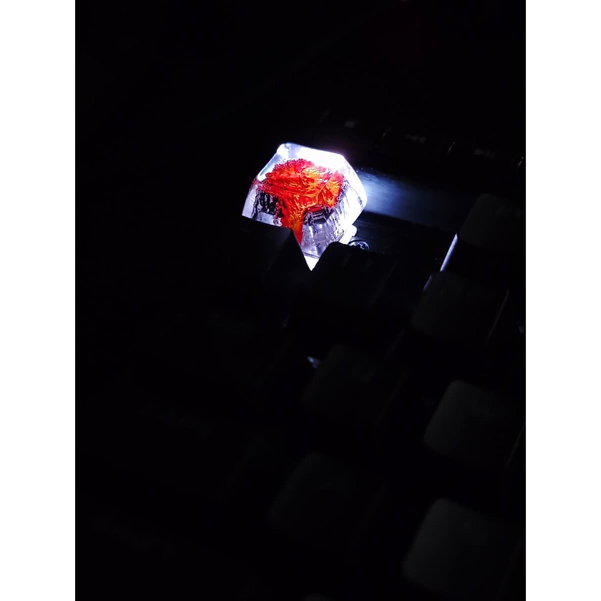 MECHKYP Handmade Mt .Fuji Backlit Resin Artisan Keycap R4/Esc Key Cap Shine Through Translucent SA Profile for Cherry MX Switch Gaming Mechanical Keyboard,Volcano Magma (Magma)