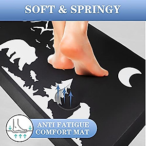 Hoikwo Black Bear Decor Kitchen Rugs and Mats for Floor, Apartment Essentials, 0.47inch Thick Cushioned Anti Fatigue Mats Winter Kitchen Floor Mat for Sink, Laundry, Office