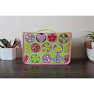 Butterflies and Blossoms Bible Cover for Girls, Zippered, with Handle, Multi Color, Medium