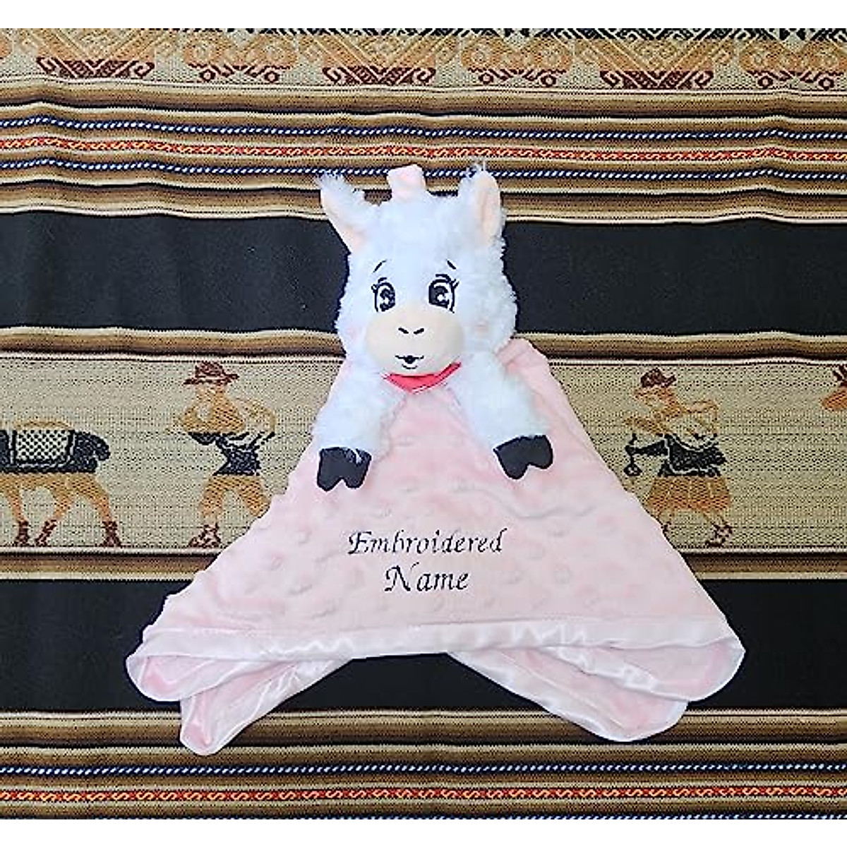 PICKY LLAMA Personalized Plush Stuffed Animal Snuggler Security Blanket 16 Inches (Personalized Pink Llama)