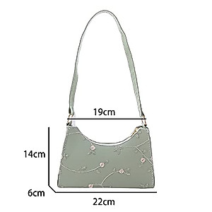 FAJIA Women Embroidered Satchel Handbag PU Leather Small Shoulder Bag for Women