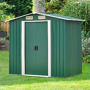 Kinfant Outdoor Storage Garden Shed - 6 x 4 Feet Utility Tool Shed Metal Shed with Vents