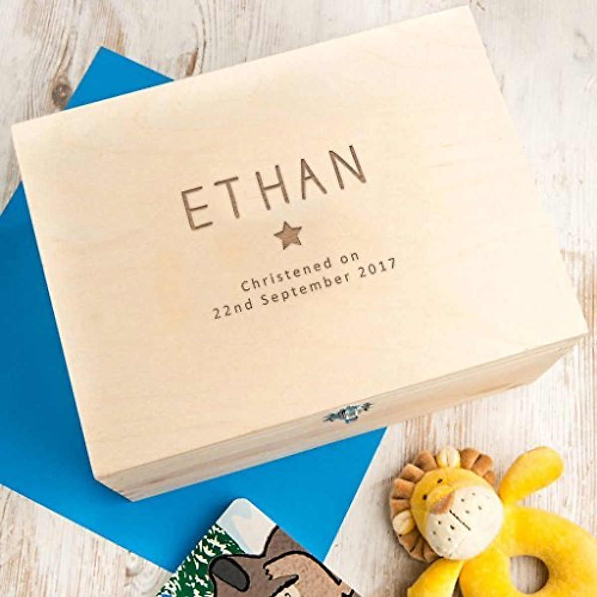 Personalized Baptism Keepsake Box - Baptism Gifts for Baby Girl or Boy - Engraved Wooden Keepsake - Memory Box