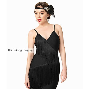 AWAYTR 10 Yards Sewing Fringe Trim - 6in Wide Tassel for DIY Craft Clothing and Dress Decoration (Black, 6 Inches Wide)