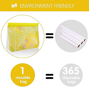 Reusable Food Storage Bags, 6-Pack Leakproof Reusable Freezer Bags-2 Large Bags/2 Reusable Sandwich Bags/2 Reusable Snack Bags, Reusable Ziplock Bags for Food (6 Pack)