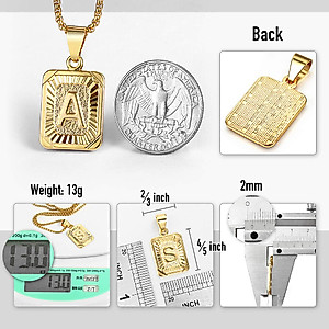 Trendsmax Initial Letter Pendant Necklace for Mens Womens Gold Plated Letter A Pendant Necklace Stainless Steel Box Link Chain 22inch