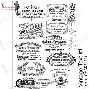 Dress My Craft Transfer Me Sheet A4-Vintage Text #1 -DMCD4149