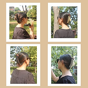 GEEROLL8 Pack 4.3 Inch Large Hair Claw Clips for Women Thin Thick Curly Hair, Non-slip Hair Clips,Neutral Colors,Black claw clip