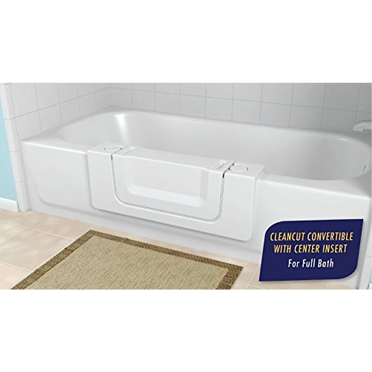 CleanCut Convertible Bathtub Accessibility Kit - Convert Existing Tub to Walk-In Tub (White, Size Large)