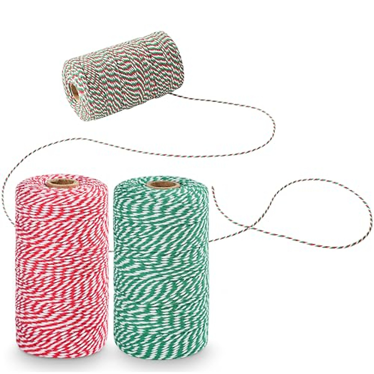 XKDOUS 1476ft 3 Rolls Bakers Twine, 2MM Natural Cotton String for Christmas Craft, Gift Wrapping and Home Decor(3 colors)