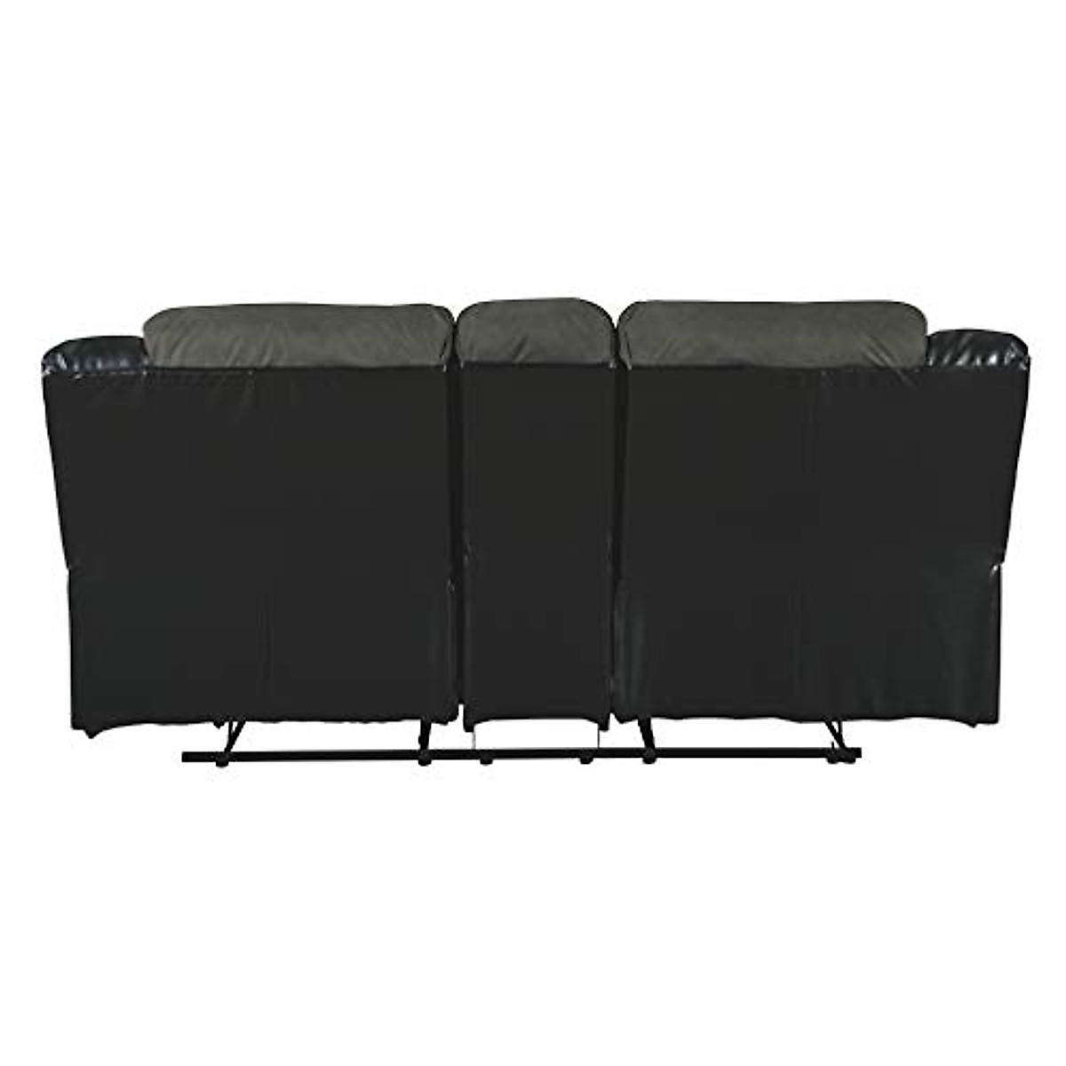 Signature Design by Ashley Earhart Faux Leather Manual Double Reclining Loveseat with Storage Console, Gray & Black