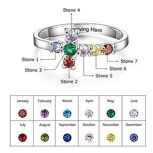 GLAMCARAT Real silver Cross ring with name and 7 birthstones religious christian jewelry for her mothers ring with 7 stones name ring personalized engraved jewelry for her (9)