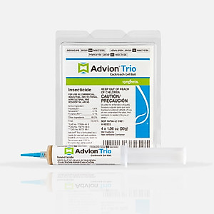 Advion Trio Cockroach Gel Bait, 4 Tubes x 30-Grams, 1 Plunger and 2 Tips, Formulated with 0.6% Indoxacarb, 0.1% Novaluron and 0.1% Pyriproxyfen, Ready-to-Use Roach Killer for Indoor and Outdoor Use