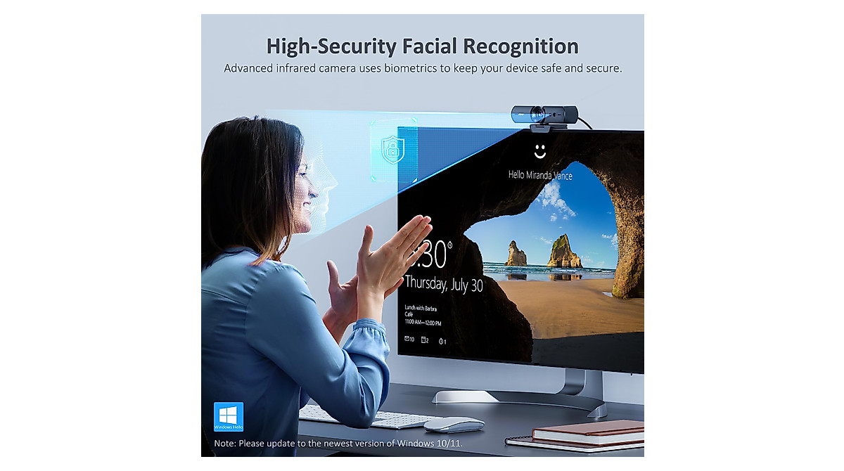 NexiGo HelloCam 1080P Webcam with Privacy & Facial Recognition