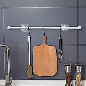 BLUGY Self Curtain Rod Holder Hooks Hanging Pole Clip Free Punching Pole Holder Pole Hook Clamp Bracket for Home Use 2pcs