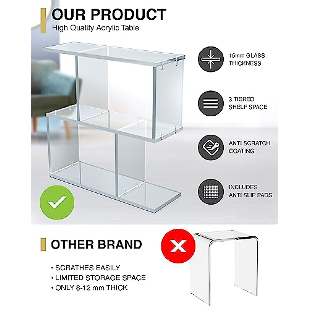 Acrylic Side Table, Acrylic Table, Acrylic Furniture, Acrylic Coffee Tables for Living Room, Acrylic End Table, Arteriors, Ghost Table, Arylic Desk, Clear Furniture, Acrylic Bed Table