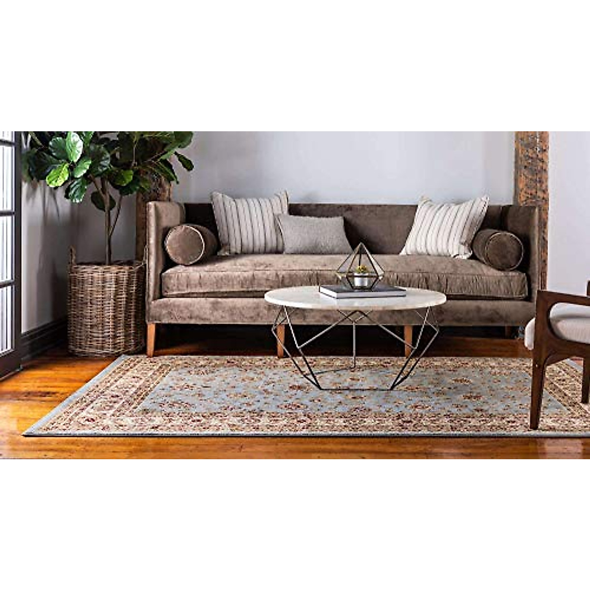 Unique Loom Voyage Collection Traditional Oriental Classic Intricate Design Area Rug, 3' 3" x 5' 3" Rectangle, Light Blue/Cream