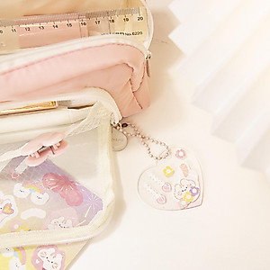 Kawaii Pencil Case Cute Pencil Case Aesthetic Cute Pencil Pouch Cute Stationary Kawaii School Supplies for Teen Girls (Pink)…