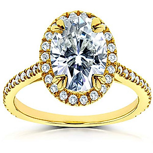 Kobelli Oval Moissanite and Lab Grown Diamond Halo Engagement Ring 1 4/5 CTW 14k Yellow Gold (GH/VS, DEF/VS), 8