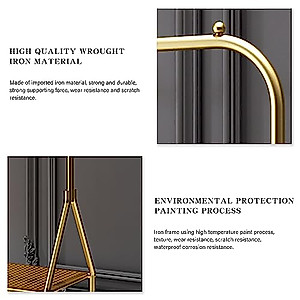 FIJOS Clothes Rack, Clothing Racks for Hanging Clothes, Metal Garment Rack with Bottom Shelf for Hanging Clothes, Coats, Skirts, Shirts, Sweaters (47.2" L Gold)