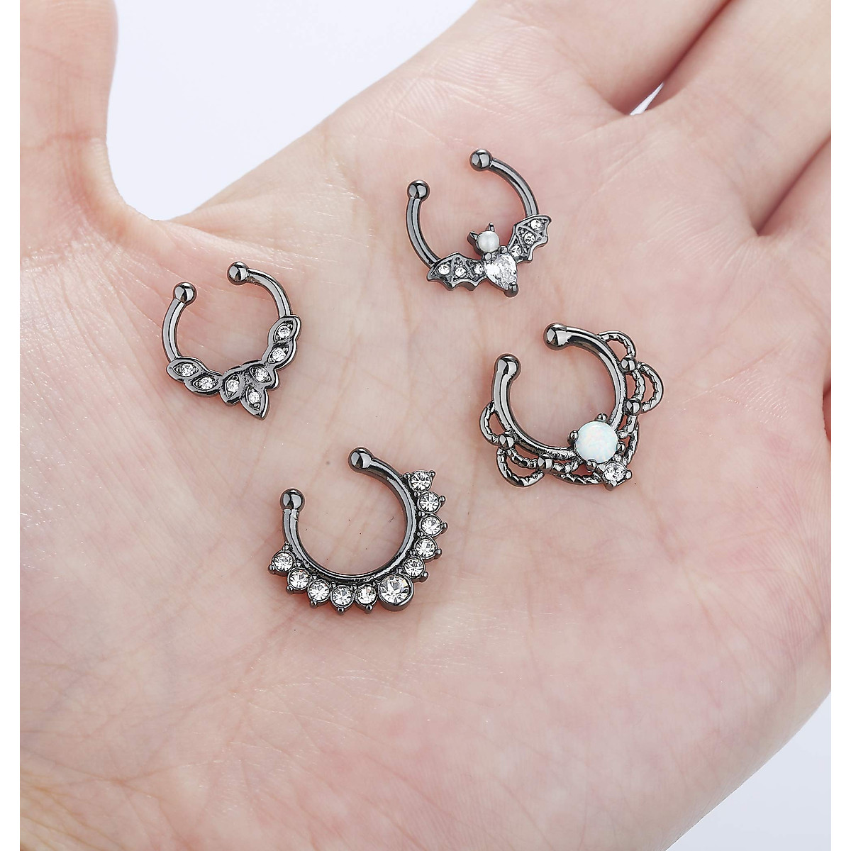 Drperfect Fake Septum Ring for Women Men Stainless Steel Fake Septum Piercing Jewelry Non-Pierced Clip On Nose Ring Hoop