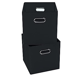NieEnjoy Black Fabric Storage Bins Cubes ,Foldable Storage Cubes Bins Organizer Baskets with Dual Handles for Home Container Set of 2,(Black)