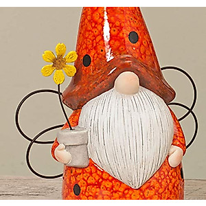 Set of 2 Garden Gnomes 10.5 Inches High, Ladybug and Bee Terracotta Garden Gnome Sculptures with Metal Wings