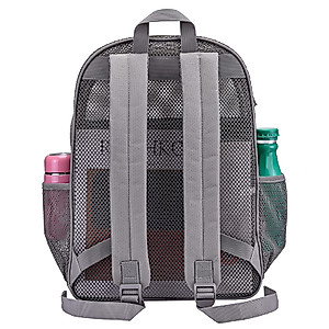 USPECLARE Heavy Duty Semi-Transparent Mesh Backpack，See Through College Student Backpack (Grey)