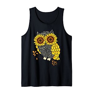 Sunflower Seeds Owl Halloween Bird Lover Women Kids Gift Tank Top
