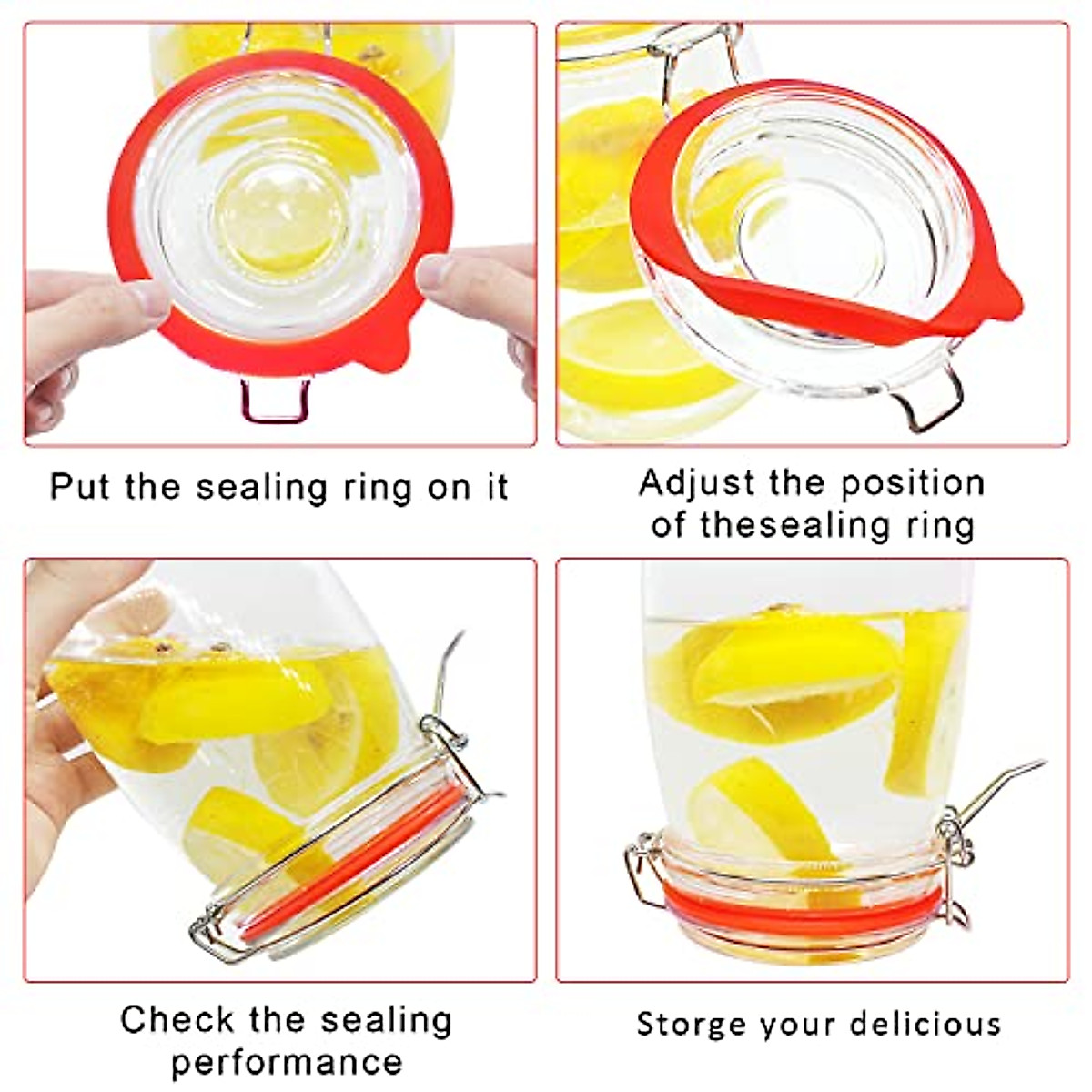 12 Pieces Rubber Seals for Glass Jars, Airtight Silicone Mason Jar Gaskets, Leakproof Silicone Replacement Gaskets for Storage Jars, Elastic and Fits Most Sizes (Red)