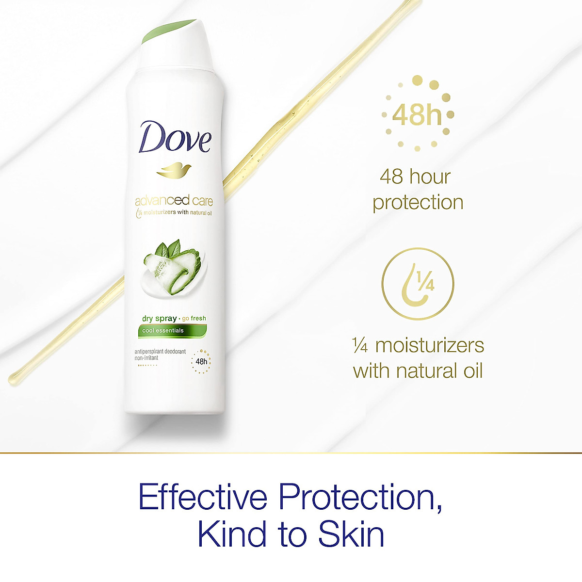 Dove Advanced Care Dry Spray Antiperspirant Deodorant For Women Cool Essentials 48 Hour Deodorant Protection 3.8 oz