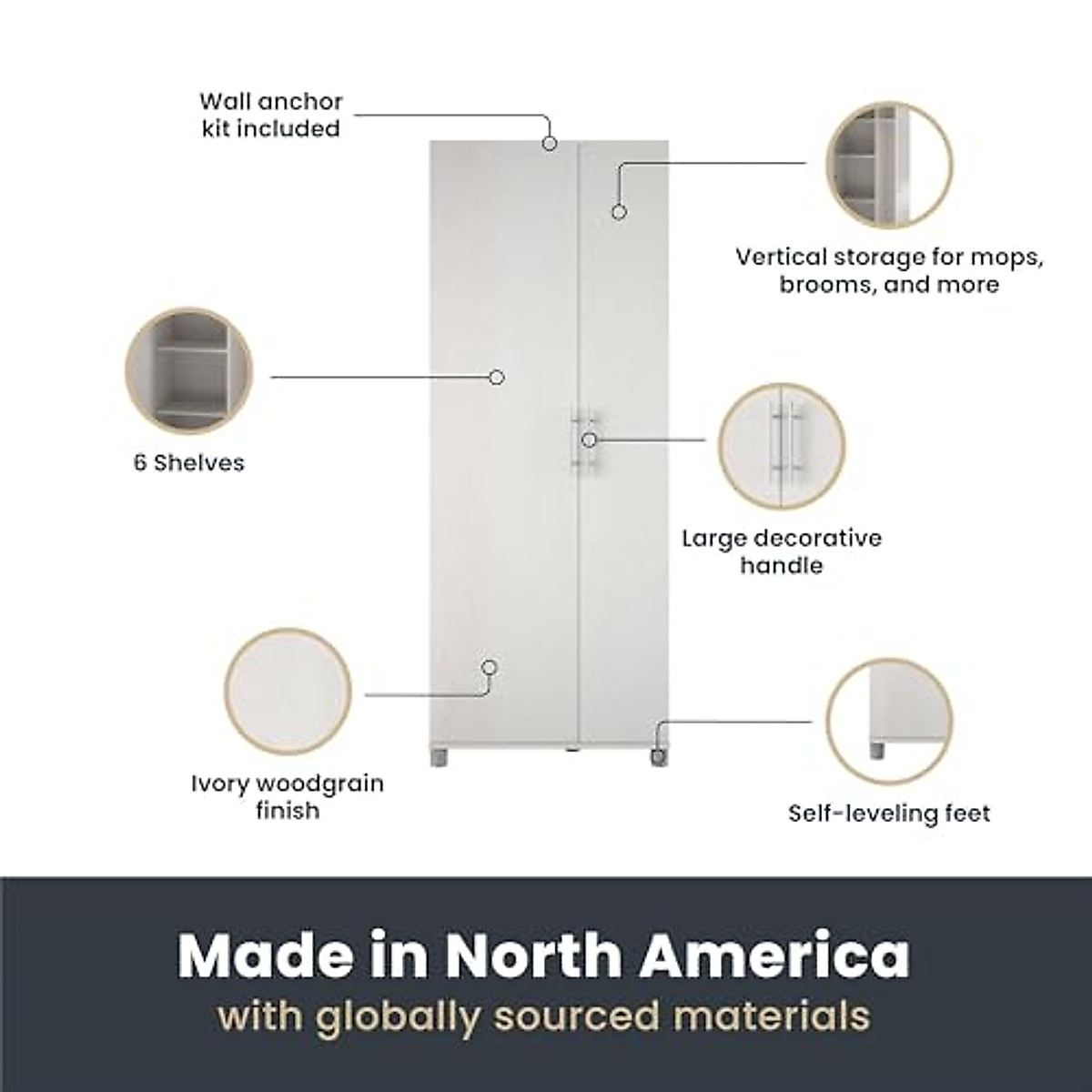 SystemBuild Evolution Camberly Tall Asymmetrical Cabinet in Ivory Oak