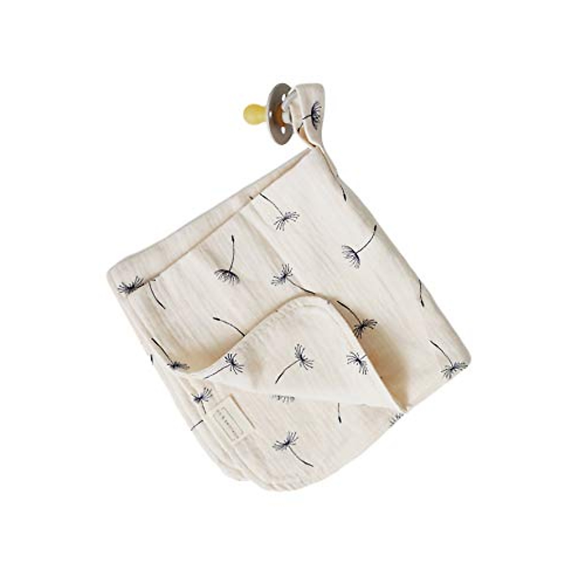 Marlowe & Co Organic Cotton Muslin Baby Blanket with Snap Closure, 100% Organic Cotton Muslin Lovey Blanket with Holder, Blanket Only (Floral Vanilla)