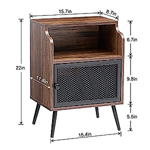 VECELO Nightstand with Storage Cabinet, End Side Table with Drawer,Night Stand for Home, Bedroom, Living Room, Easy Assembly,Set of 2,Brown