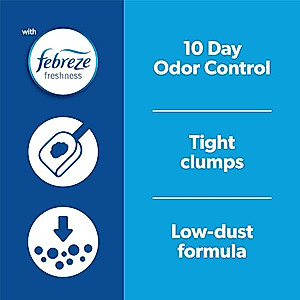 Fresh Step Clumping Cat Litter with Febreze Gain Scent, Long Lasting Odor Control Kitty Litter with Activated Charcoal, Low Dust Formula, 14 lb