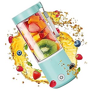 Portable Blender USB Rechargeable,Small Juicer Machines Cup For smoothies and shakes, Mini Fruit Mixer Cup with Six Blades (Blue)