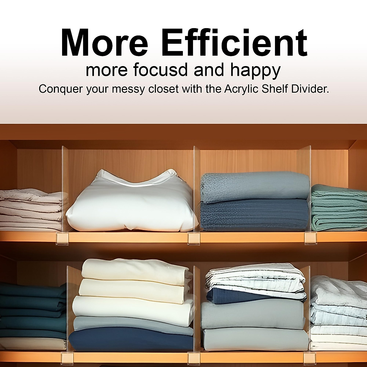 Generic Acrylic Shelf Dividers - 8Pcs Closet Shelf Divider Organizer - Adjustable Separator Clear Dividers for Shelves Wooden, Transparent