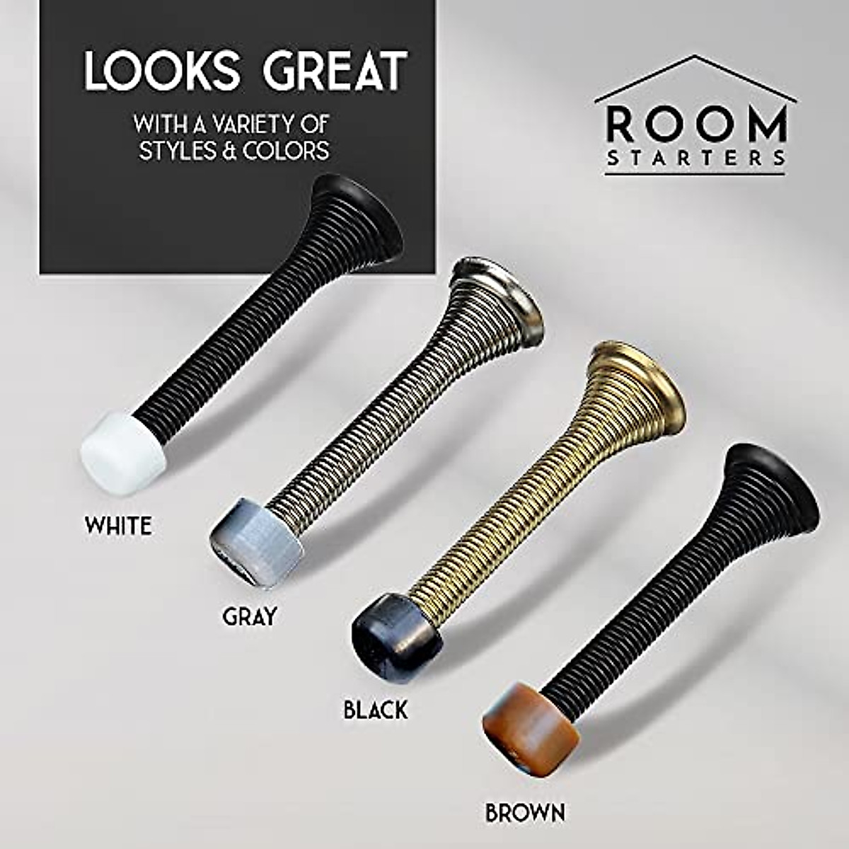 Door Stop Bumper Tips - 20 Pack White Silicone Rubber Replacement Stopper Ends with Universal Fit by ROOM STARTERS