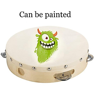 Tosnail 2 Pack 8" Wood Handheld Tambourine - Single Row 5 Pairs Jingles