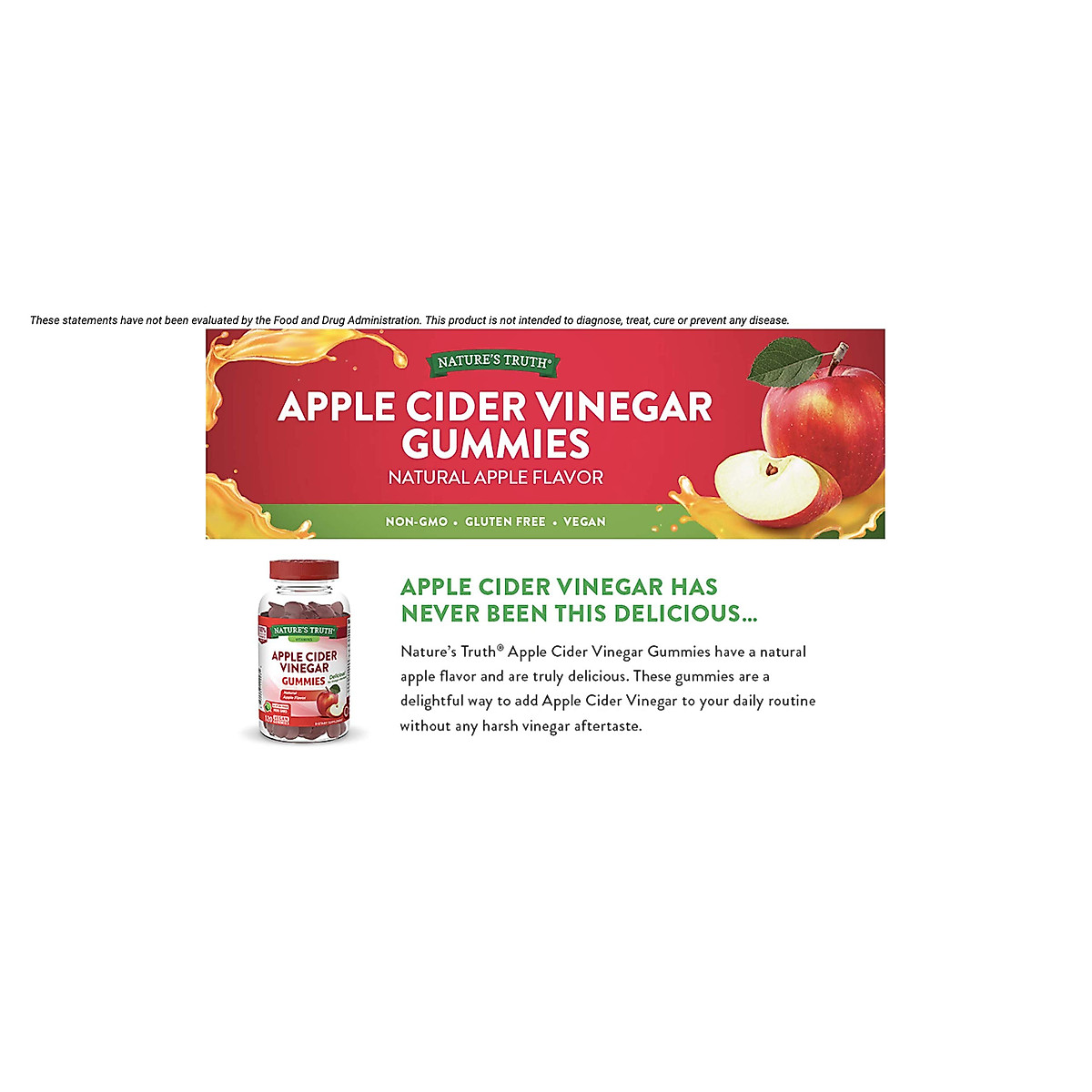 Nature's Truth Apple Cider Vinegar Gummies, 120 Count