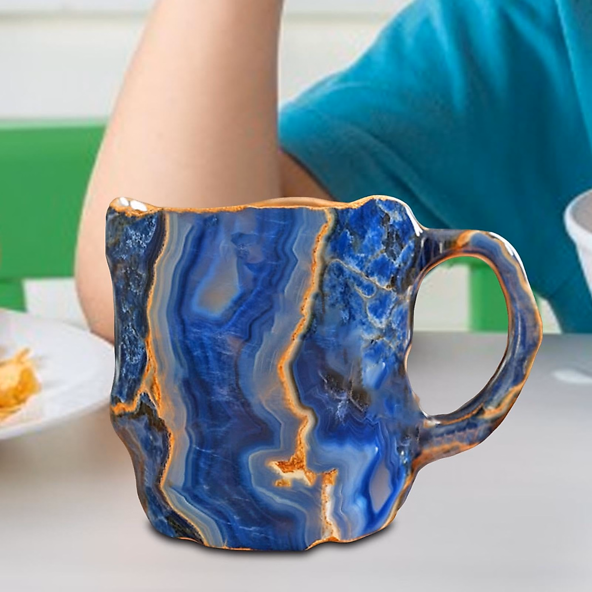 Rrlihjgu Mineral Crystal Coffee Mug, 2024 New Crystal Coffee Mug,400ml Mineral Crystal Coffee Mugs With Handle, Mineral Coffee Mug, Colorful Onyx Crystal Mug, Translucent Coffee Mug