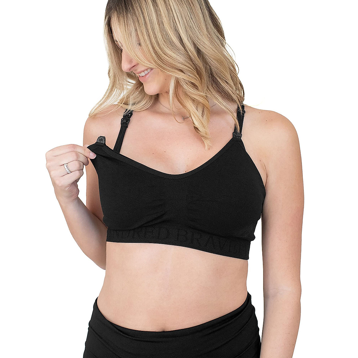 Kindred Bravely Sublime Sports Pumping Bra Hands Free | Patented All-in-One Nursing Bras for Breastfeeding and Pumping (Black, 2X)